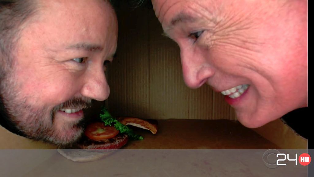 Látnod kell, ahogy Colbert szájba dobja Ricky Gervais-t egy ...
