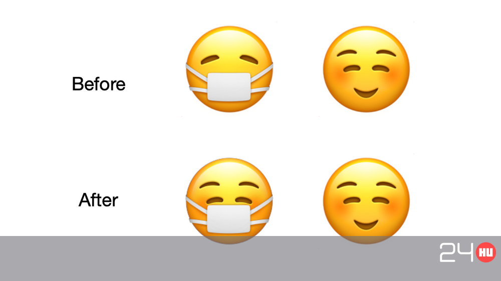 Kedvesebb arcot kapott az Apple maszkot viselő emojija | 24.hu