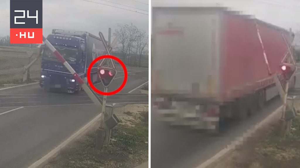 Videó: Még kis sem javították a hibát, amikor egy újabb kamionos letörte a másik sorompót is | 24.hu