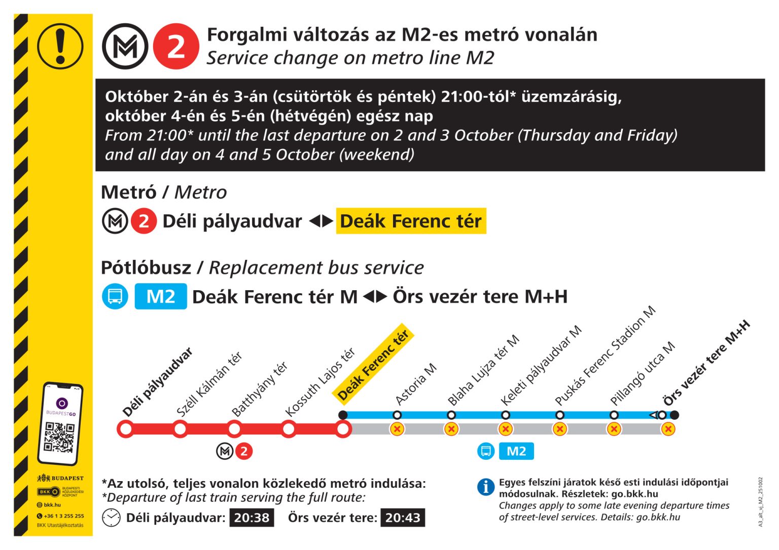 Leállt a 2-es metró, hétfőig buszokkal kell utazni egy jelentős ...